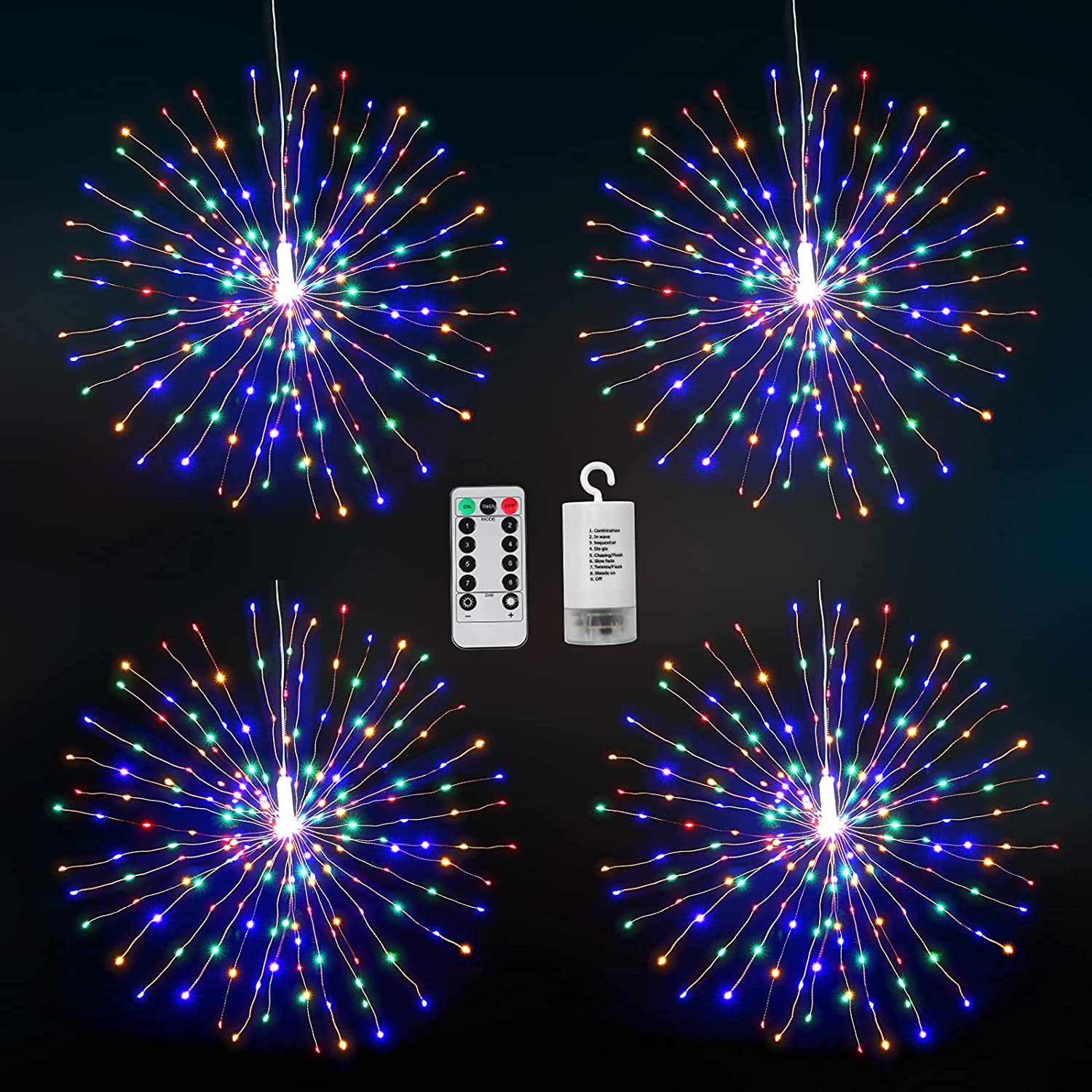 Morttic 4 Pack Christmas Outdoor Lights 200 Led Fireworks Lights ...