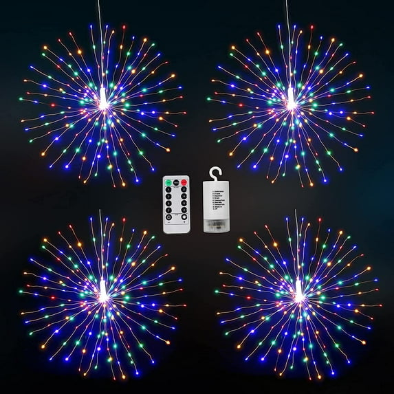 Morttic 4 Pack Christmas Outdoor Lights 200 Led Fireworks Lights ...