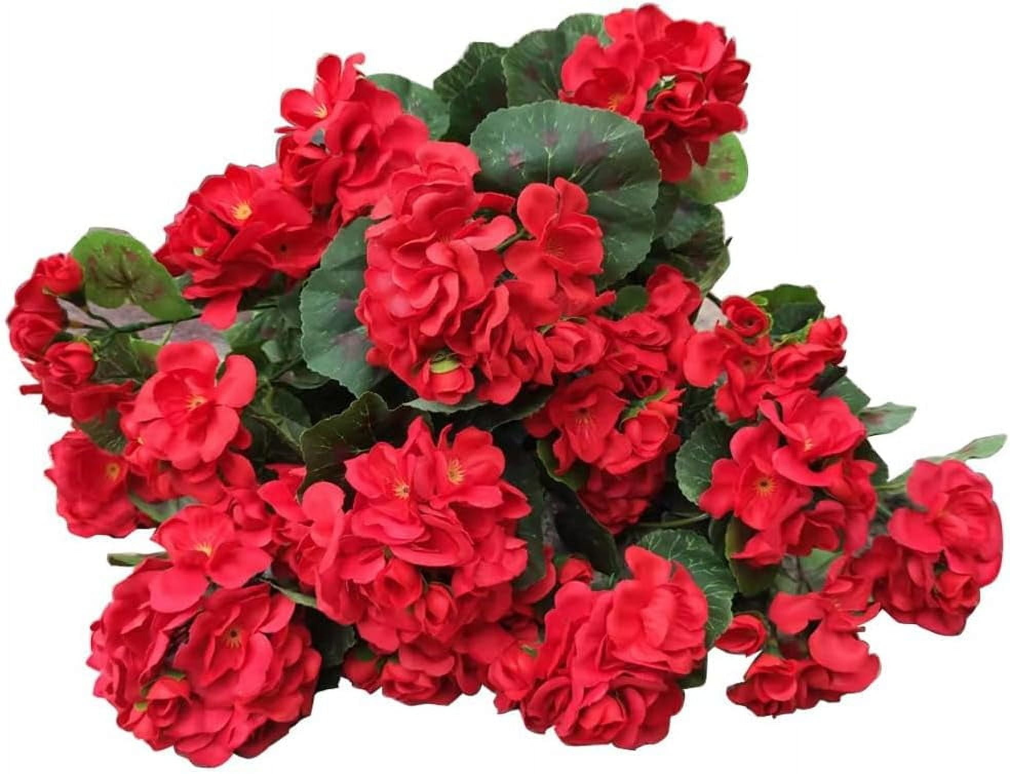 Morttic 4PCS Artificial Geranium Flowers Red Faux Silk Geranium Floral ...