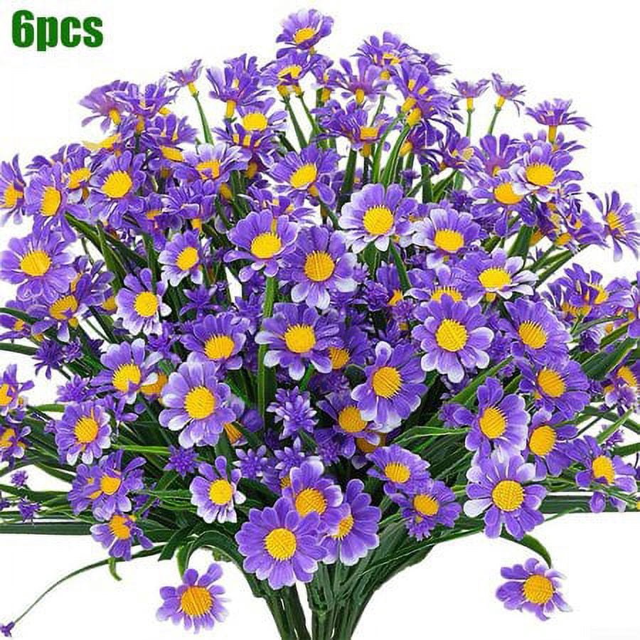 Morttic 6 Bundles Artificial Daisies,Daisy Poms Bouquet Fake Flowers ...