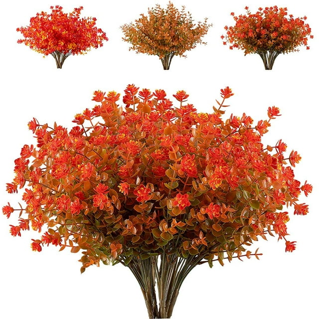 Morttic 6 Bundles UV Resistant Artificial Fall Flowers, Lifelike Decor ...
