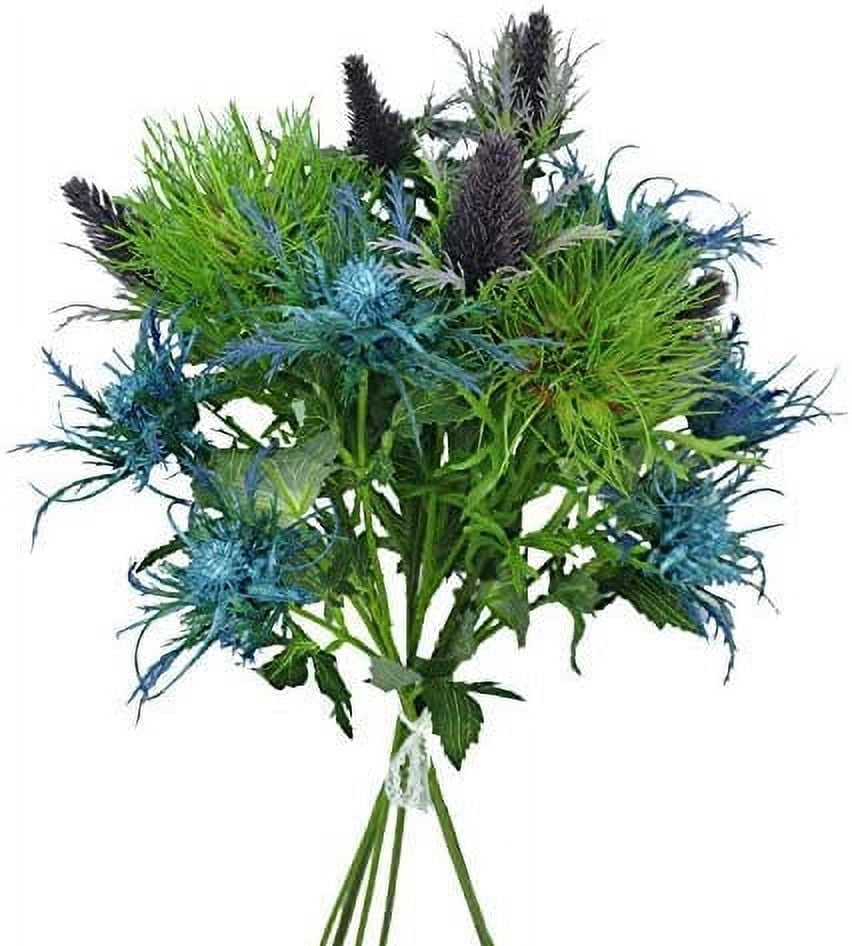 Morttic 6PCS Artificial Thistles Flowers Bouquet Long Stems Fake Silk ...