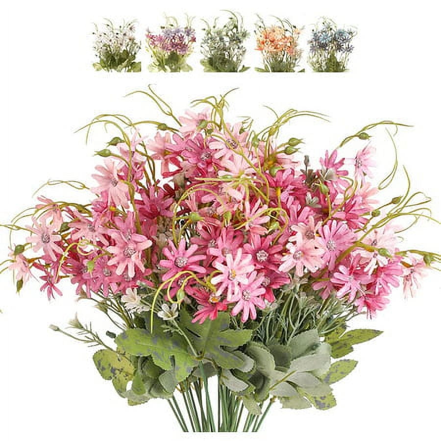 Morttic 6PCS Artificial Wildflowers Spring Flowers Outdoor Fake Daisy ...
