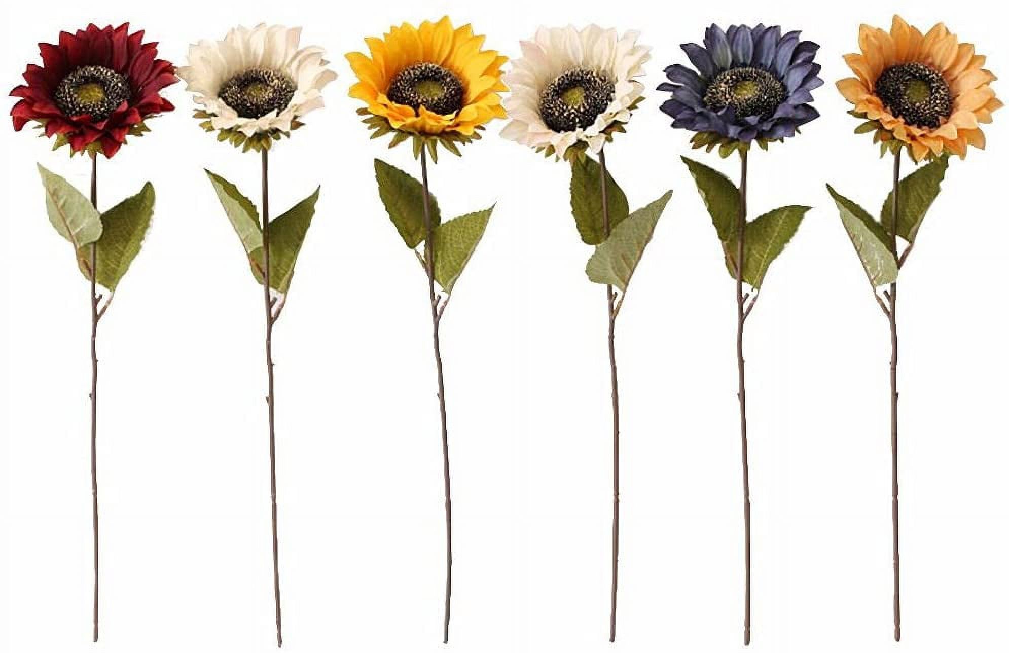 Morttic 6PCS Vintage Sunflowers Artificial Flowers Silk Long Stem ...