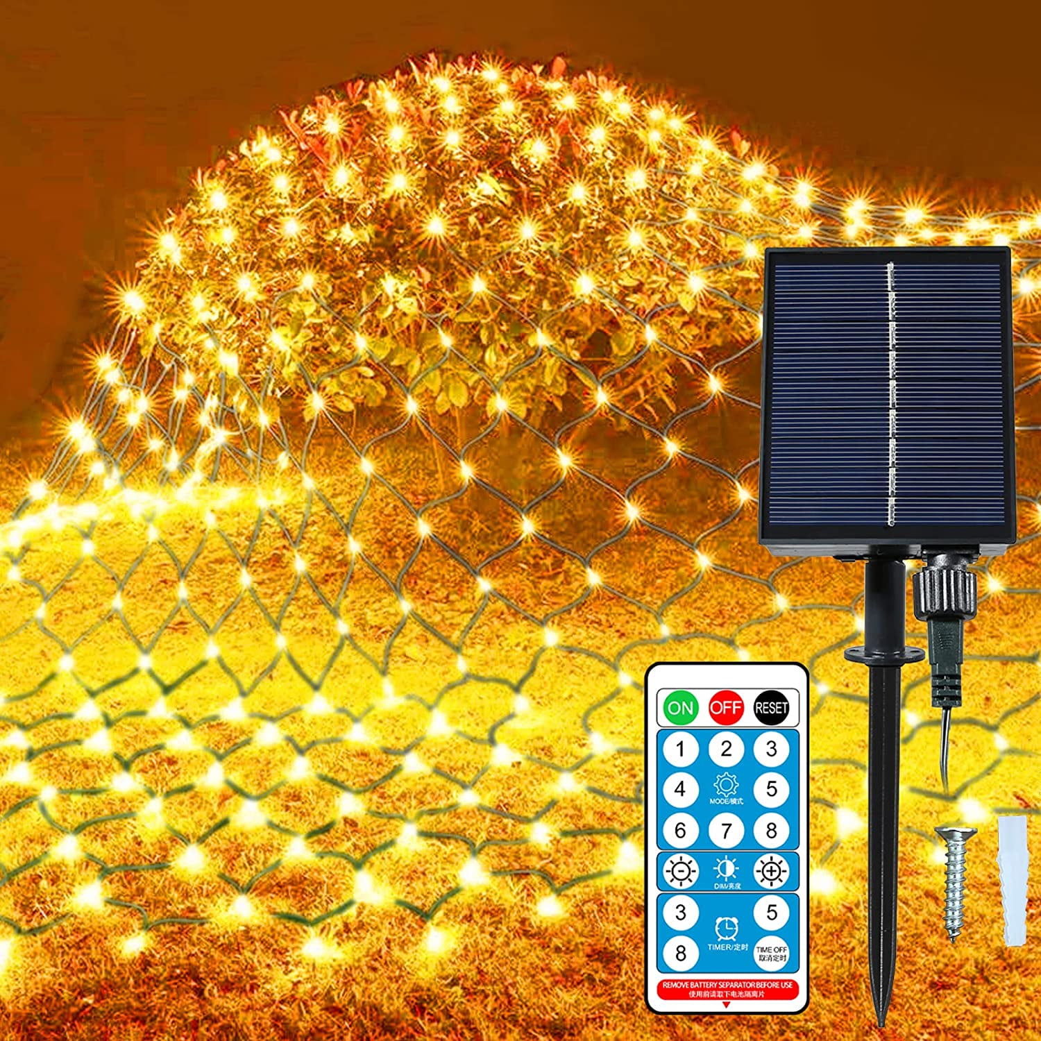 Morttic Solar Powered LED Net Lights, Waterproof, for Outdoor, Patio ...