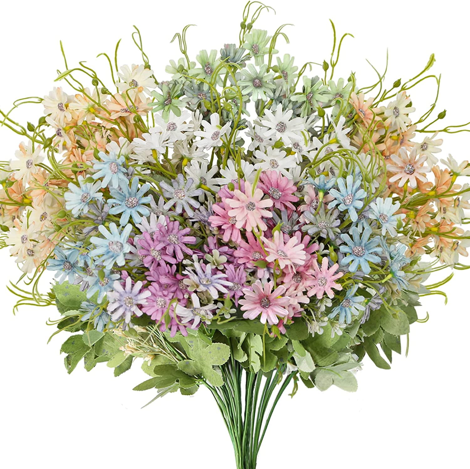 Morttic 9 Pcs Fake Flowers Outdoor Artificial Wildflowers Daisy Bundle ...