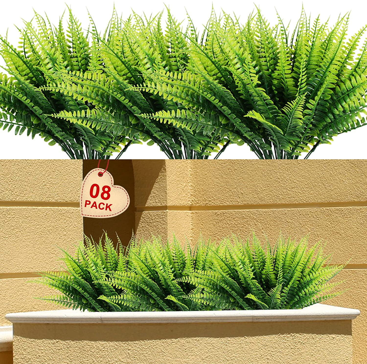 Morttic Artificial Plants, Fake Boston Fern Greenery Outdoor UV ...