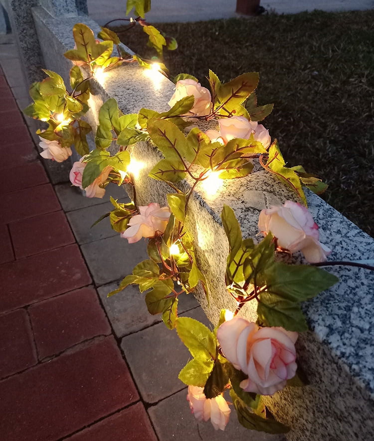 Morttic Artificial Vine 20LEDs String Lights, Battery Powered Rose ...
