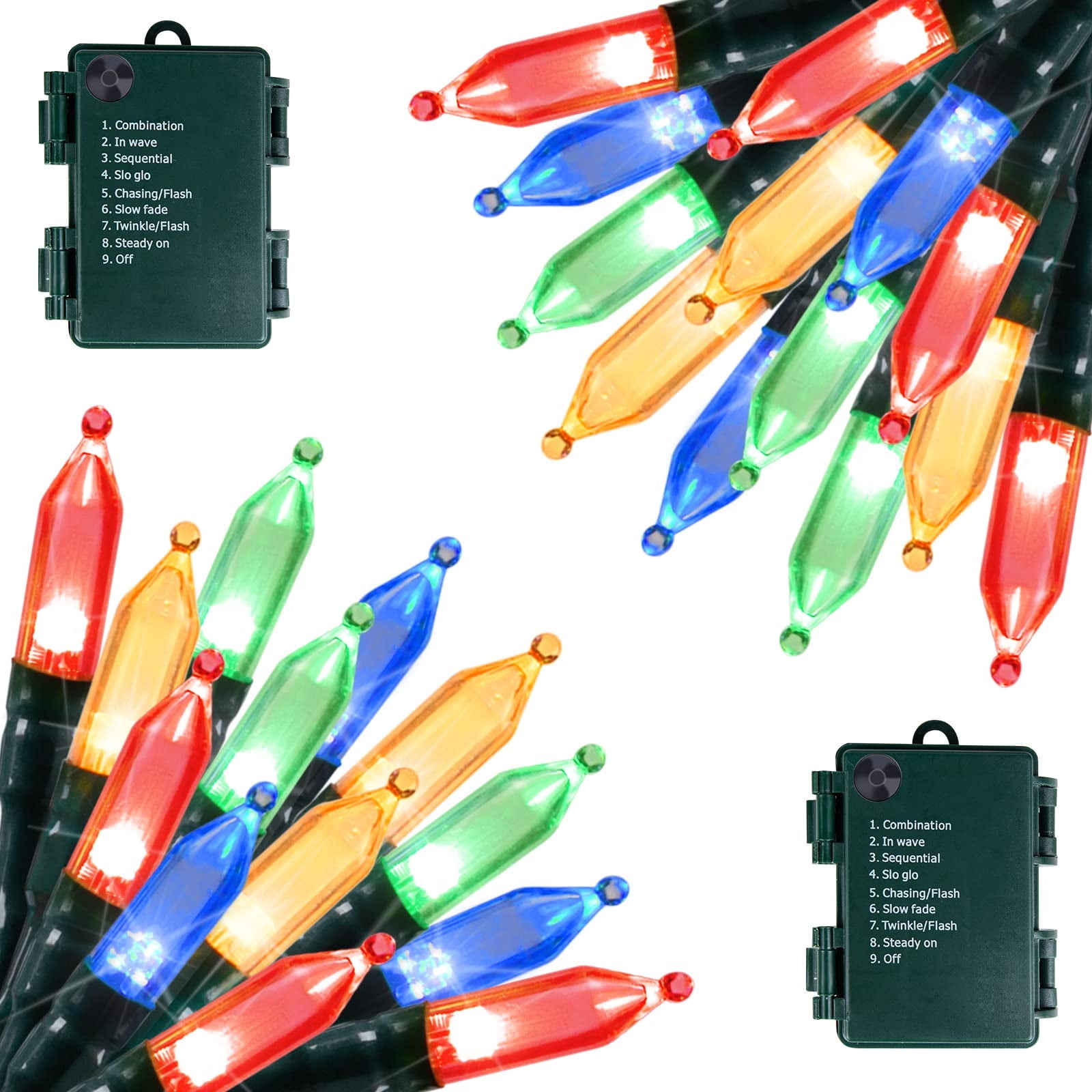 Morttic Battery Operated Christmas Lights, 2 Pack 32.8 FT 100 LED Mini ...
