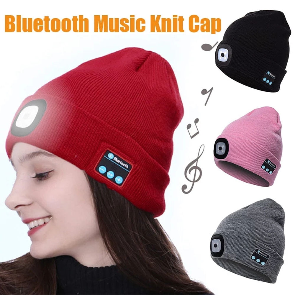 Morttic Bluetooth Beanie Hat with LED Headlight, Unisex Lighted Beanie ...