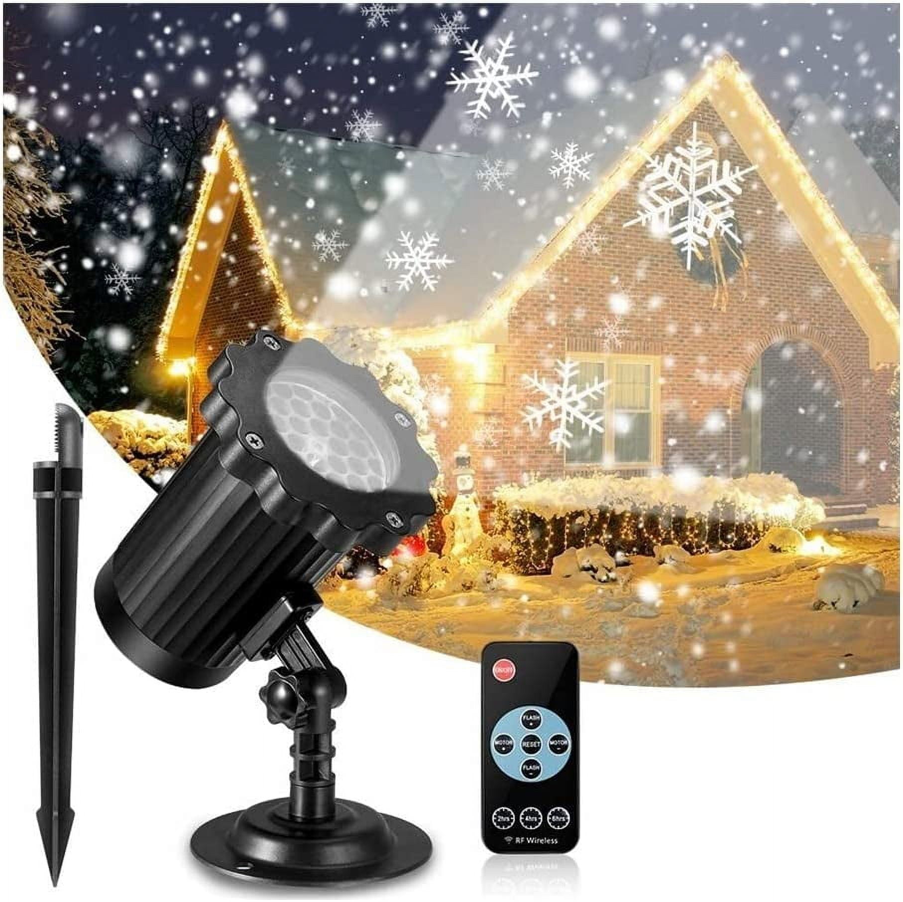 Morttic Christmas Snow Storm Projector Lights Outdoor Garden Stake ...