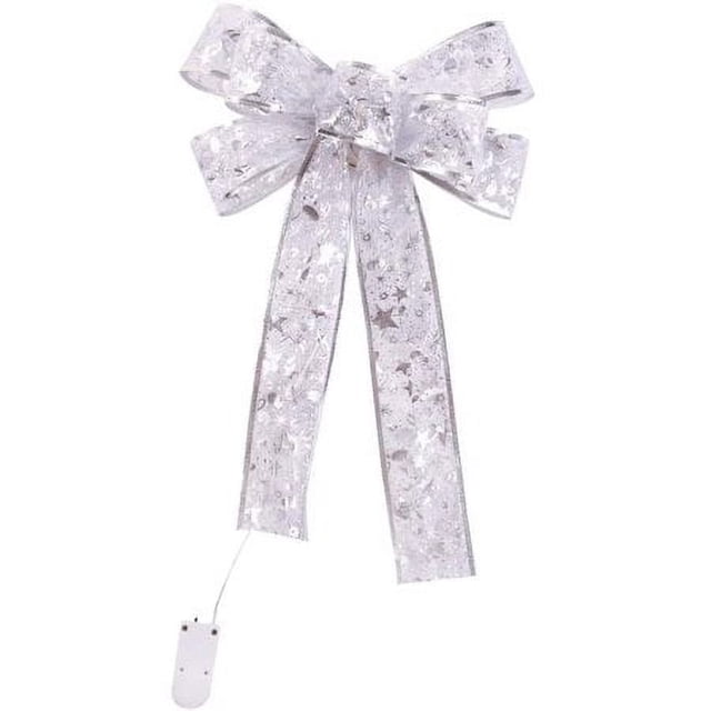 Morttic Glowing Christmas Bow Hanging Pendant Bowknot Tree Topper Light ...
