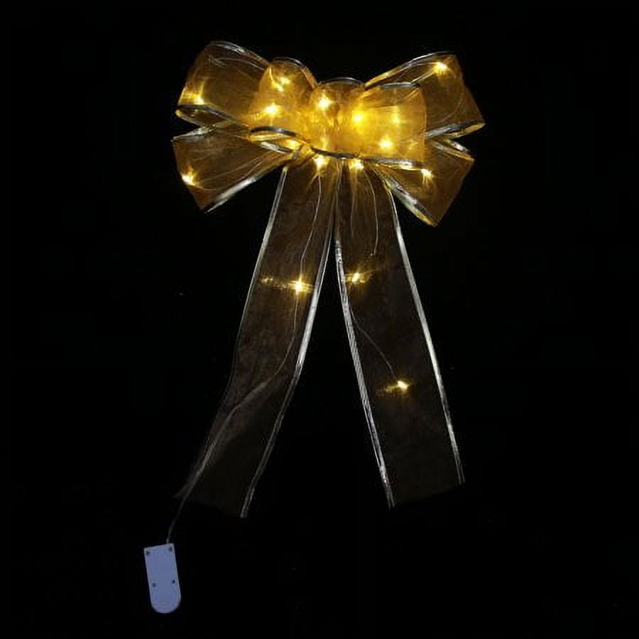 Morttic Glowing Christmas Bow Hanging Pendant Bowknot Tree Topper Light ...