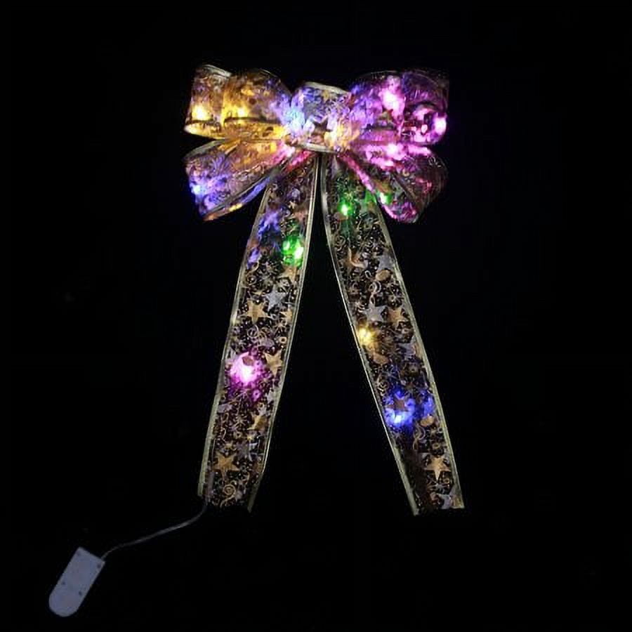 Morttic Glowing Christmas Bow Hanging Pendant Bowknot Tree Topper Light ...