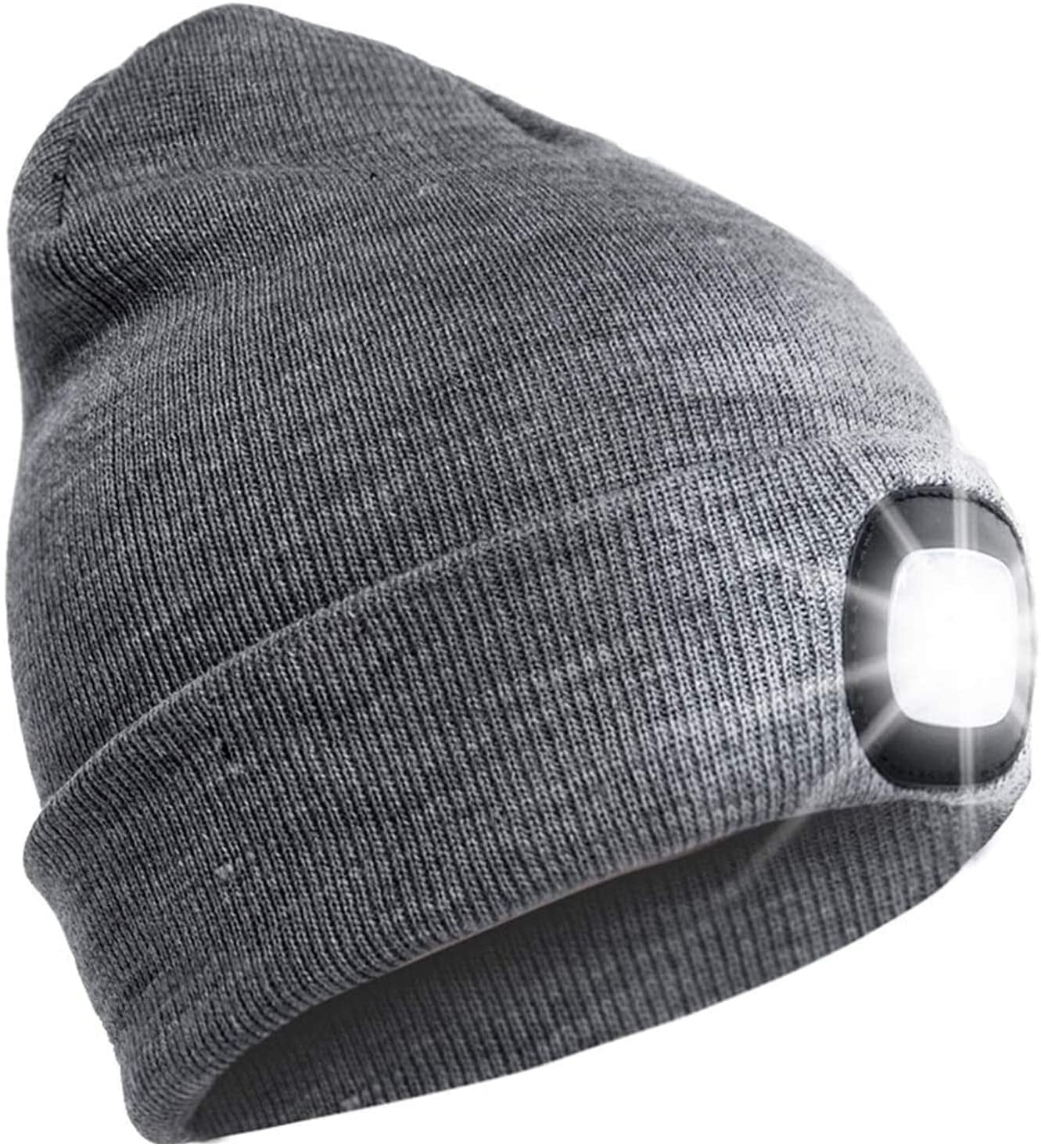 Morttic LED Beanie Hat with Light, USB Rechargeable 4 LED Headlamp Cap ...