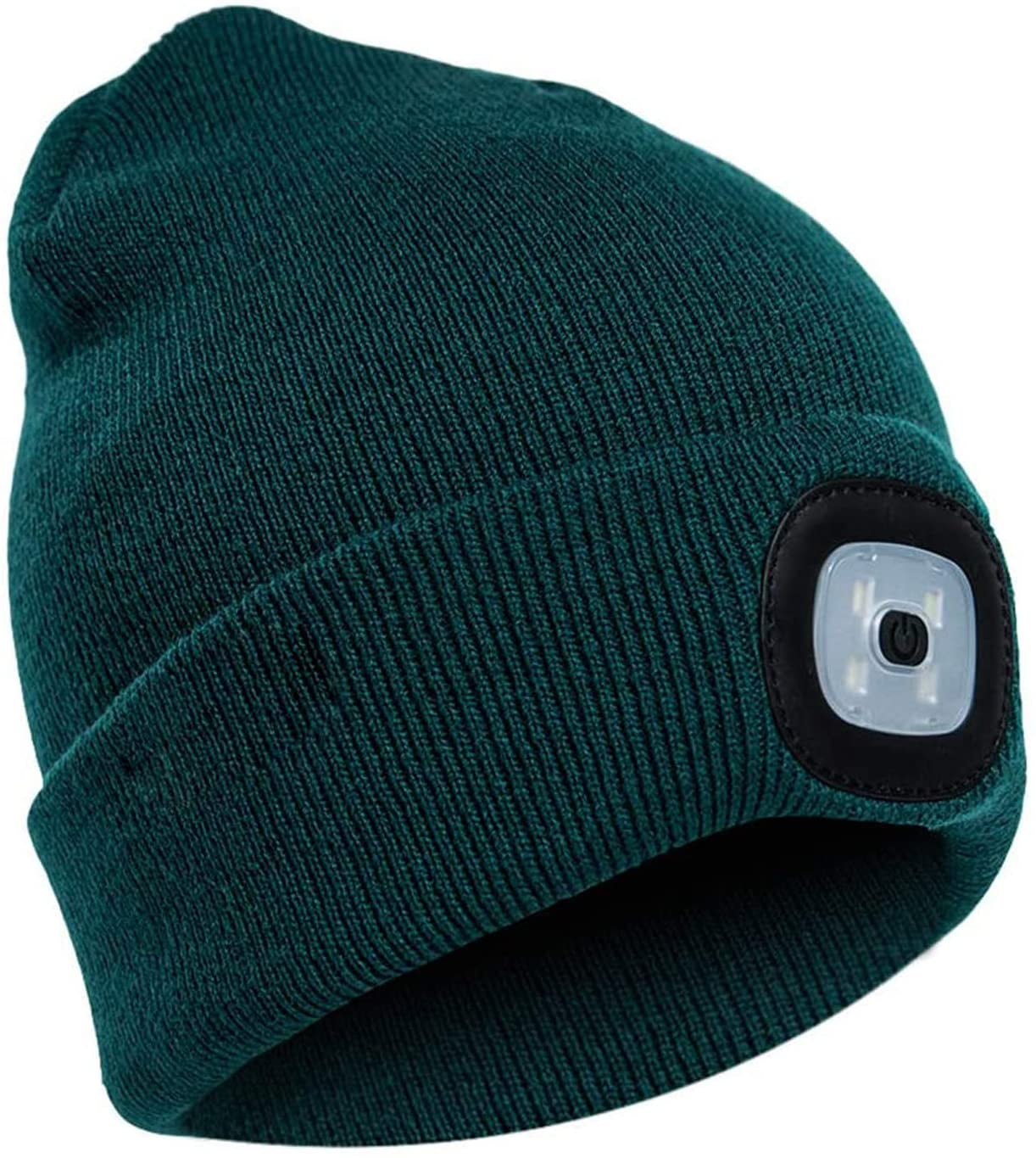 Morttic LED Beanie Hat with Light, USB Rechargeable 4 LED Headlamp Cap ...