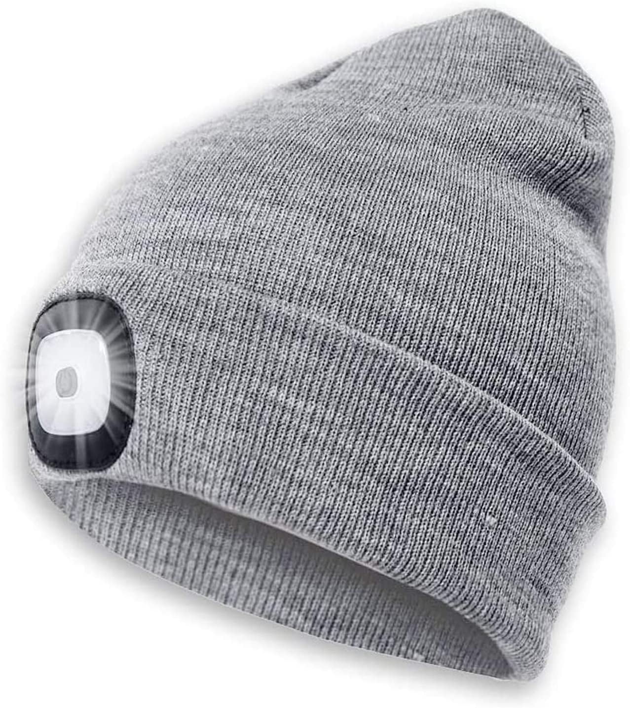 Morttic LED Beanie Hat with Light, USB Rechargeable 4 LED Headlamp Cap ...