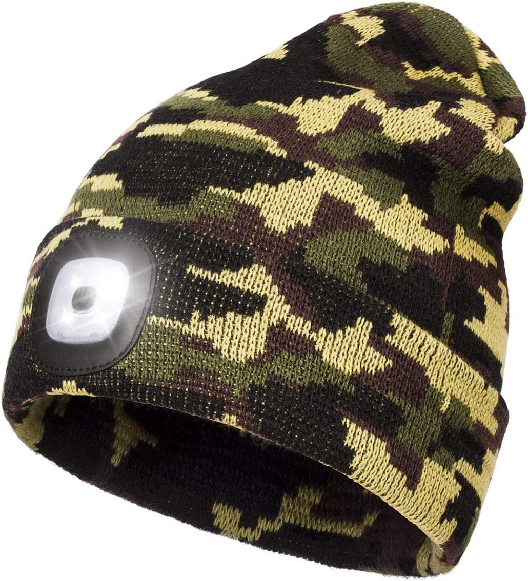 Morttic LED Beanie Hat with Light, Unisex USB Rechargeable Headlamp Cap ...