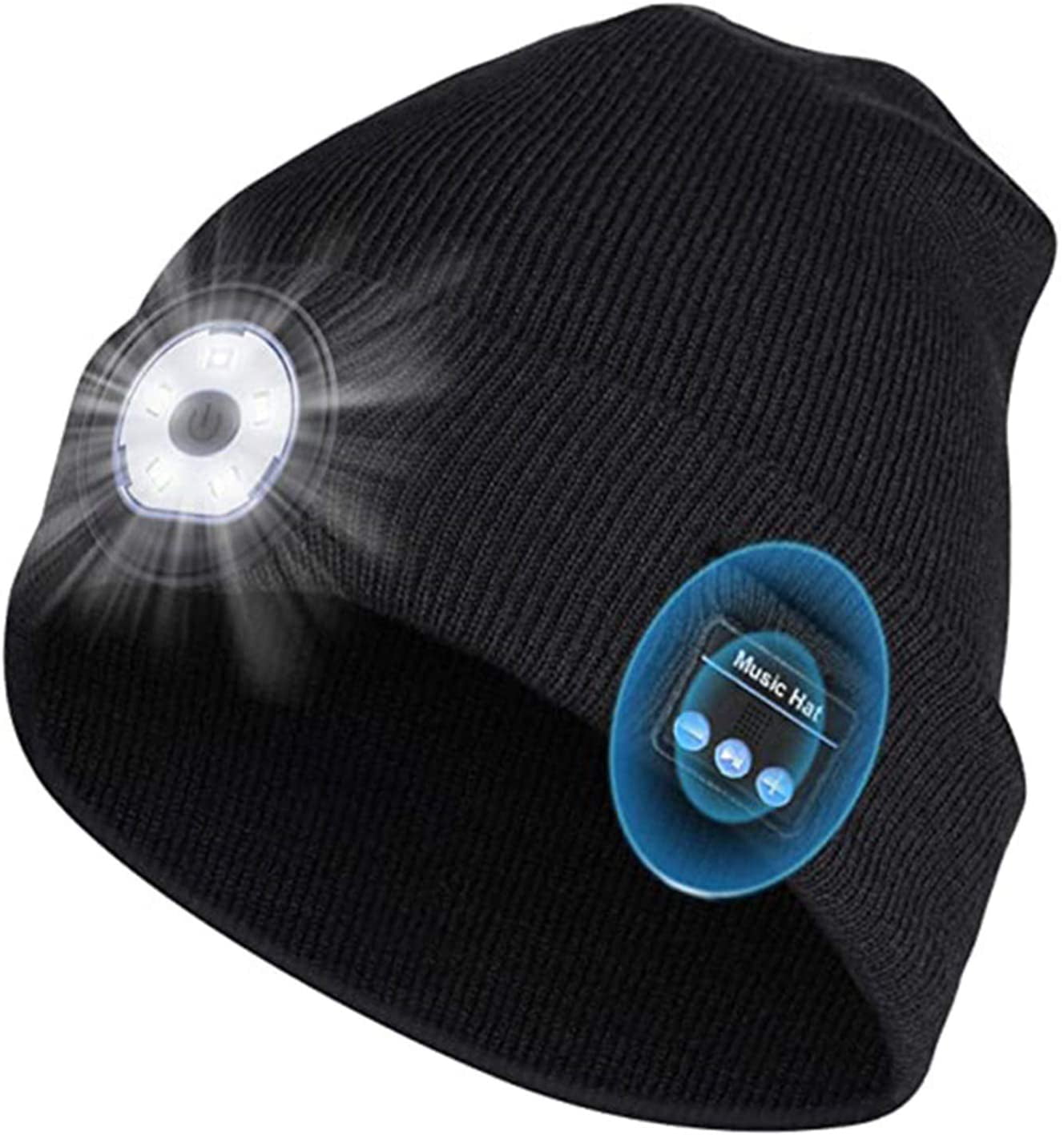 Morttic LED Beanie Light with Bluetooth Hat, Built-in Stereo Speakers ...