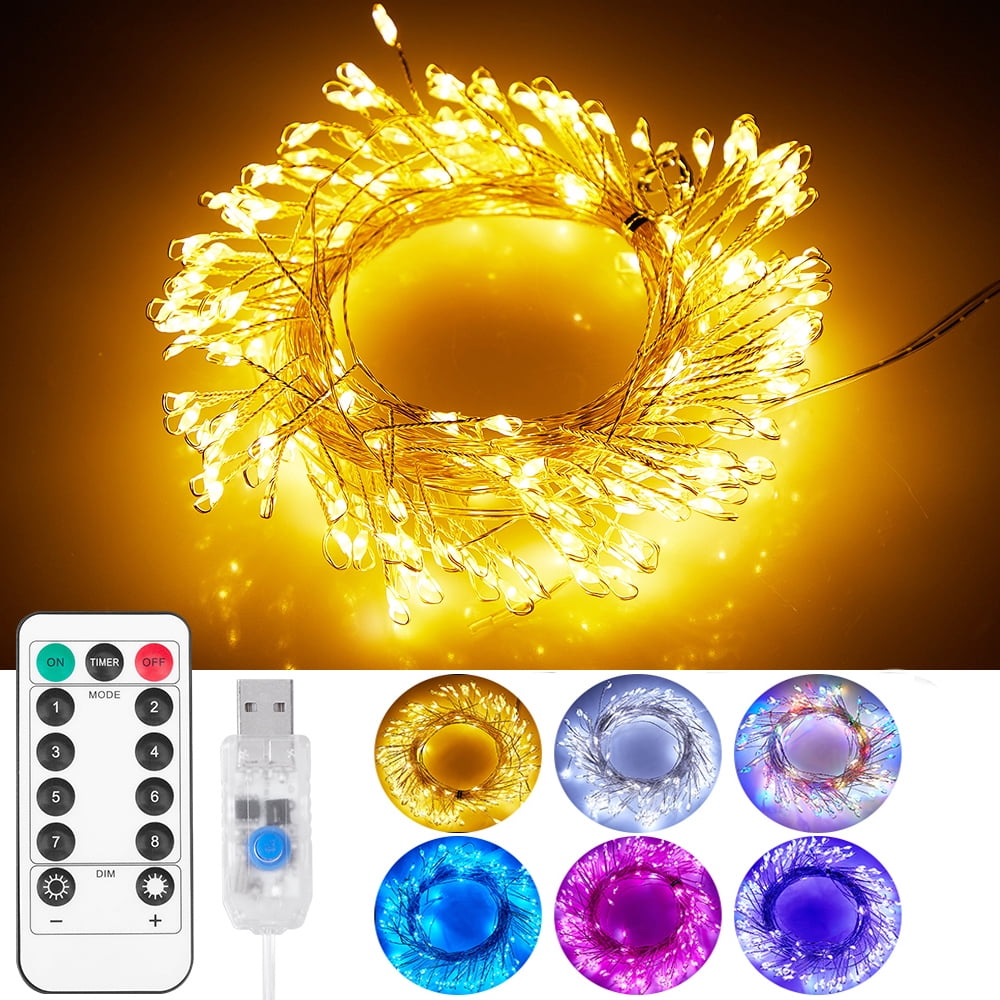Morttic LED Firecracker Fairy String Lights,9.84ft 100LEDs 8 Modes USB ...