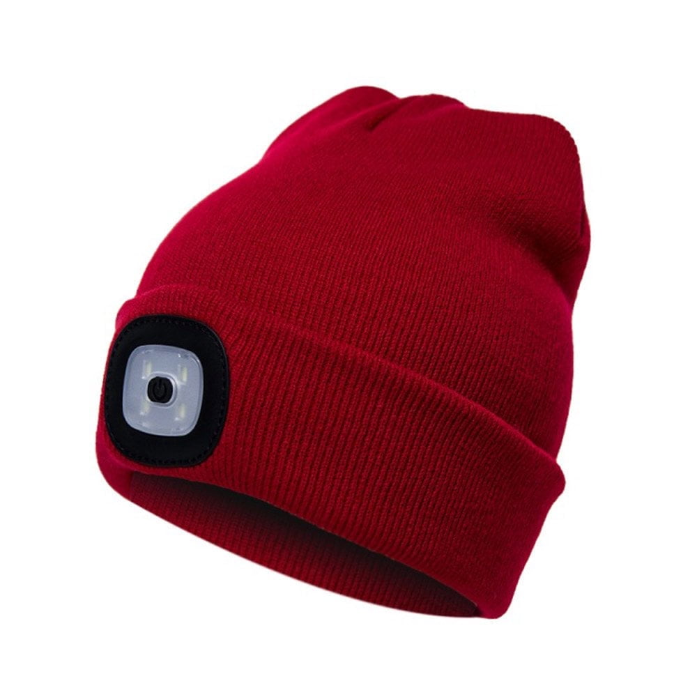 Morttic Men Women Knitted Hat With Led Light Button Battery Powered Hat ...