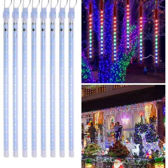 Morttic Meteor Shower Lights Outdoor,19.7 inch 8 Tubes 288 LED Snow ...