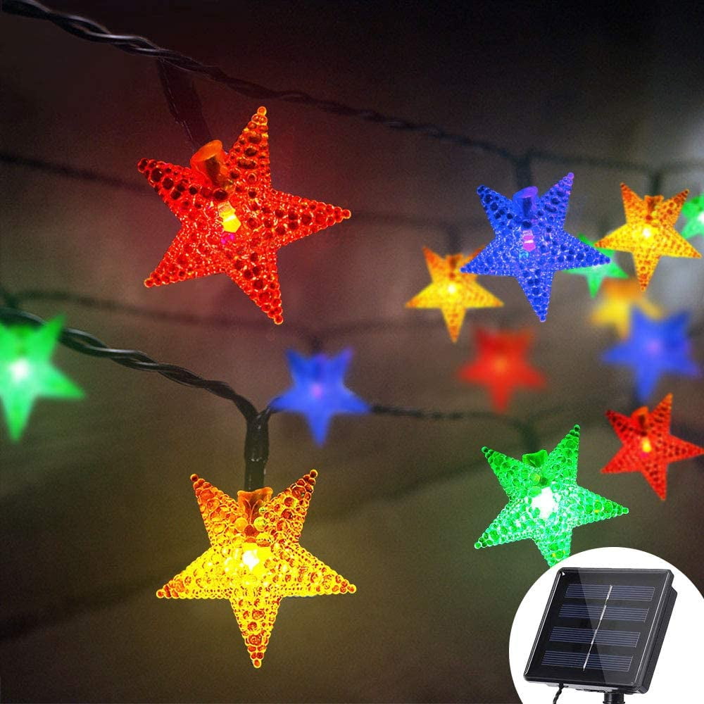 Morttic Solar Christmas Light Star String Lights 50 LED 23FT 8 Modes ...