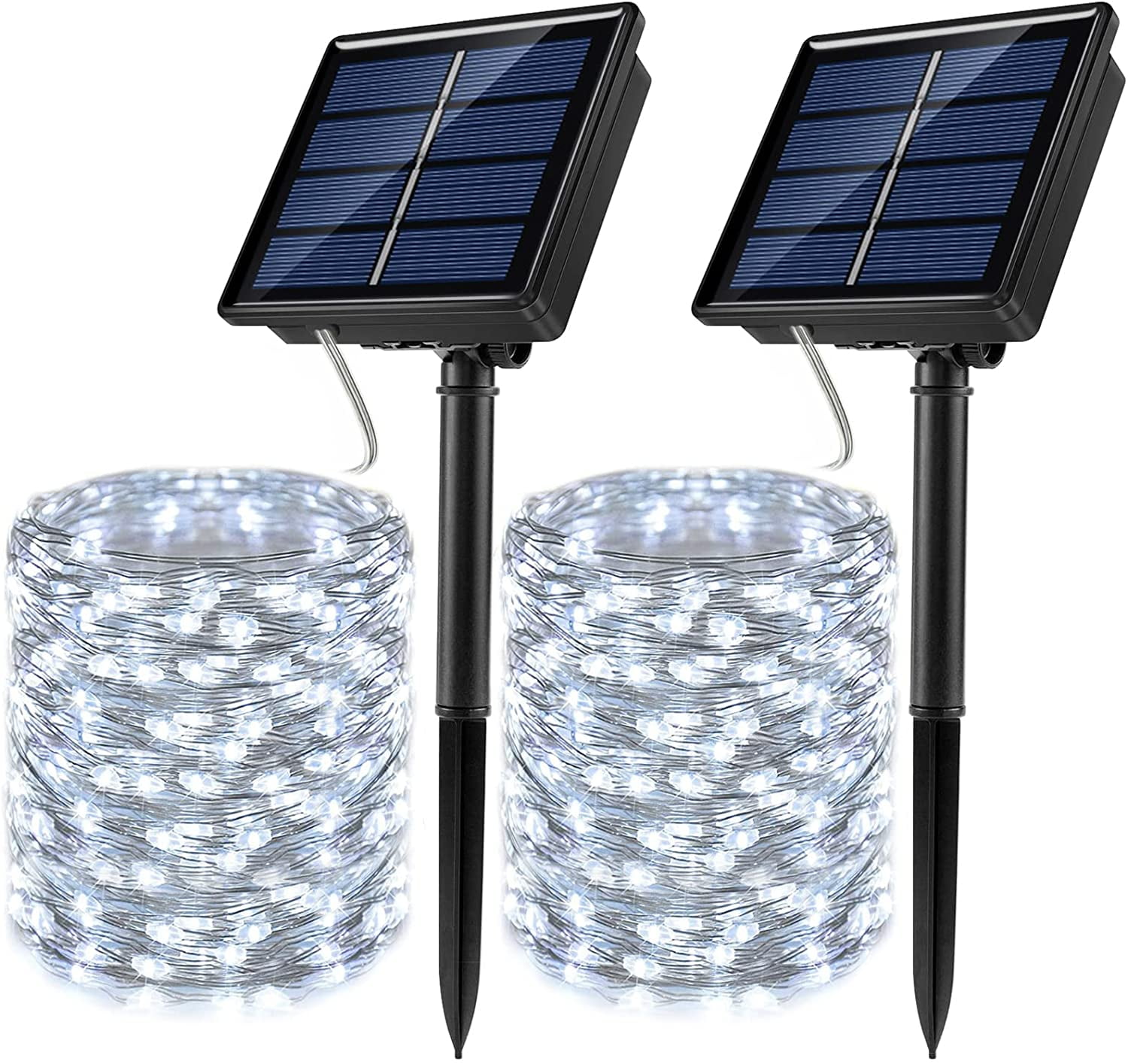 Morttic Solar Fairy String Lights 33 ft 100 LED Outdoor Waterproof 8 ...