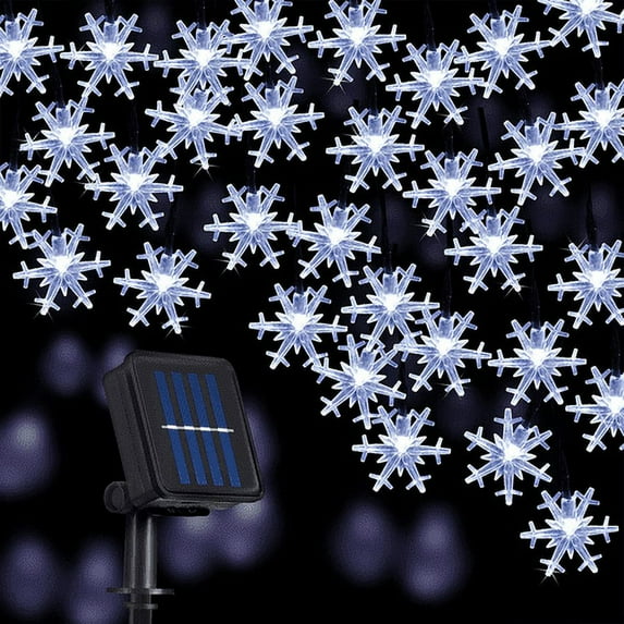 Morttic Solar Snowflake String Lights, 30 LED 21.3 FT Outdoor Christmas ...