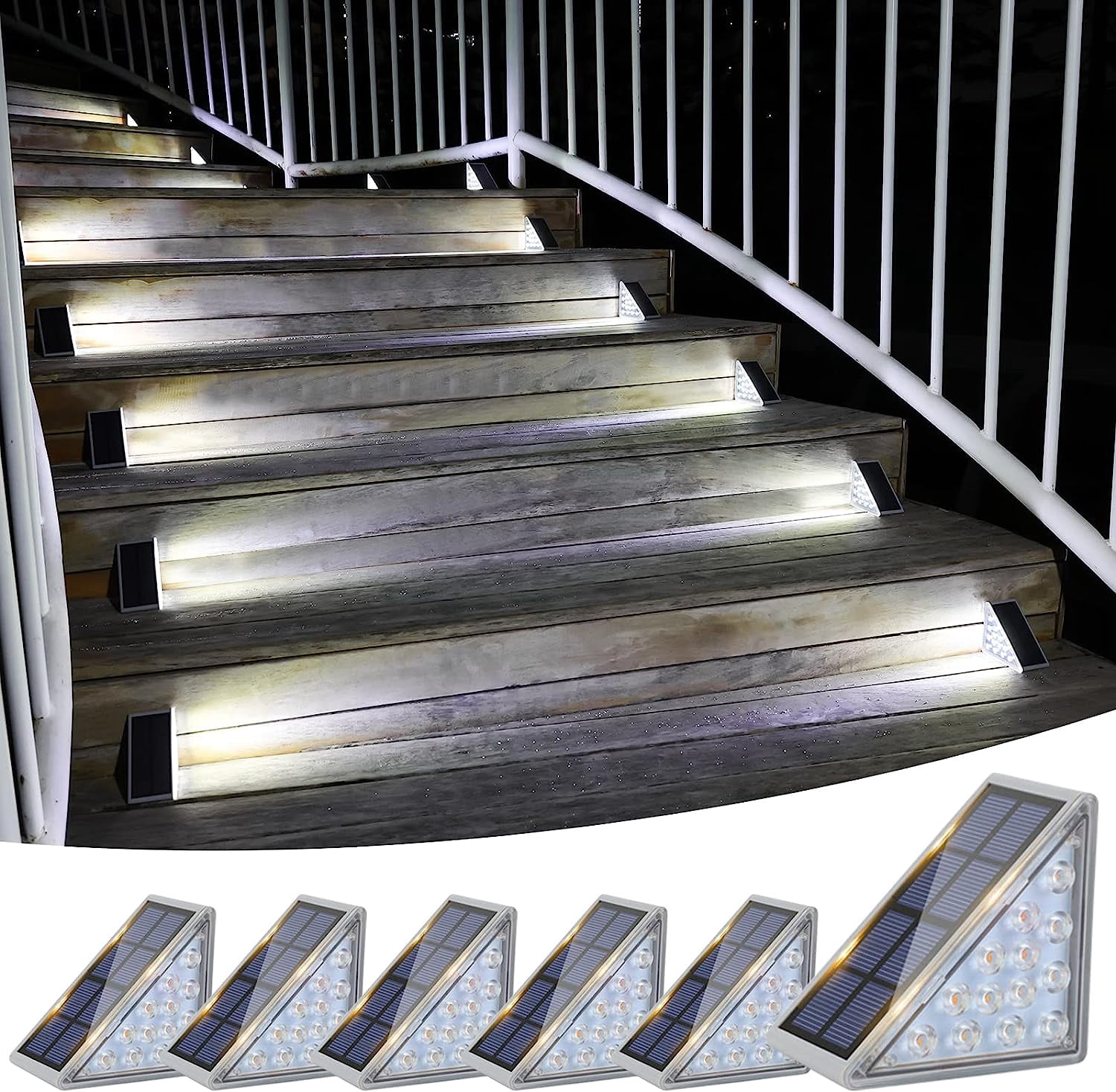 Morttic Solar Stair Lights 6 Pack, Step Outdoor Waterproof IP67, LED ...