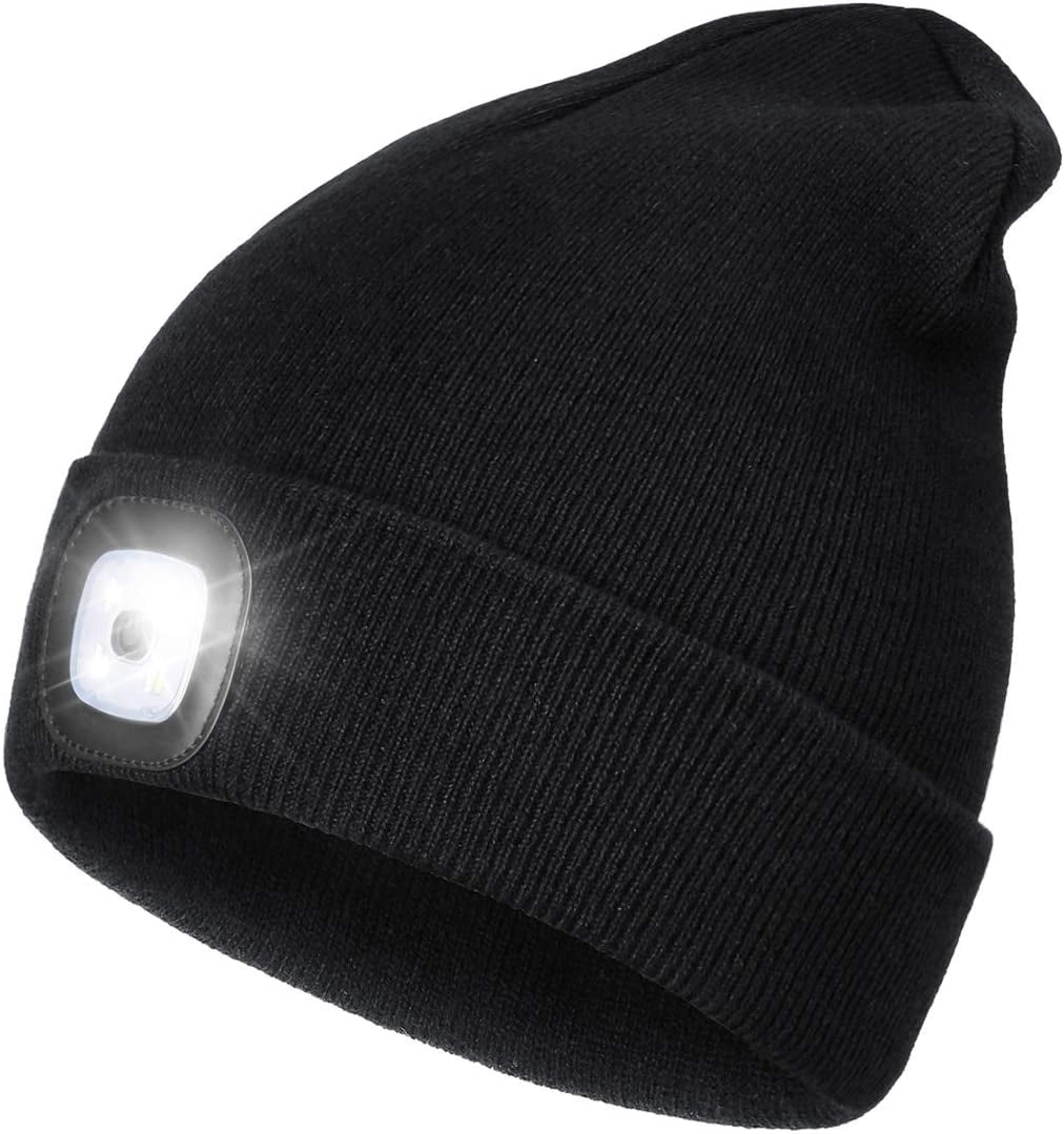 Morttic Unisex Beanie Hat with Light, USB Rechargeable Hands Free LED ...