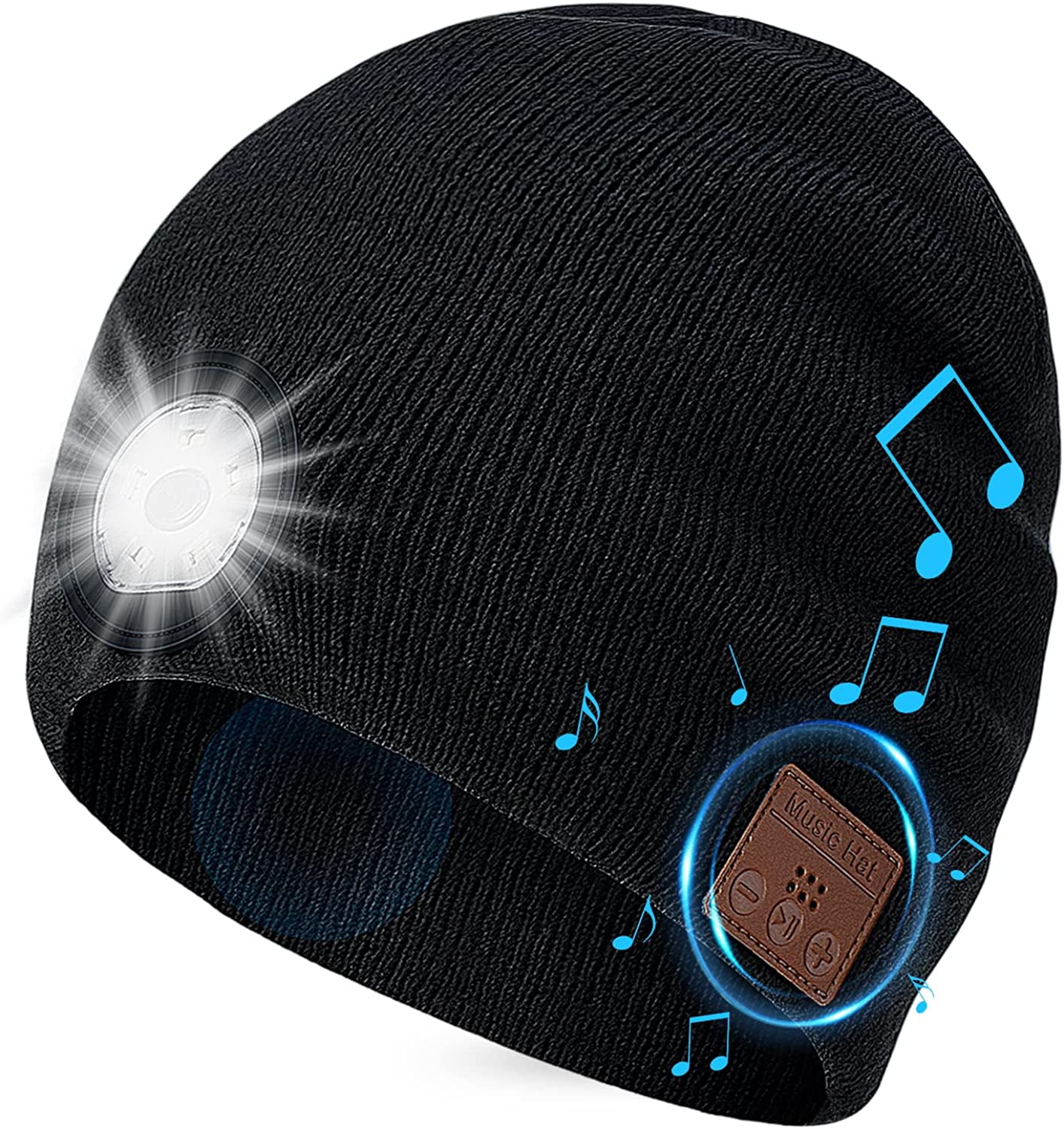 Morttic Unisex Bluetooth Beanie Hat with LED Light ,Wireless Musical ...