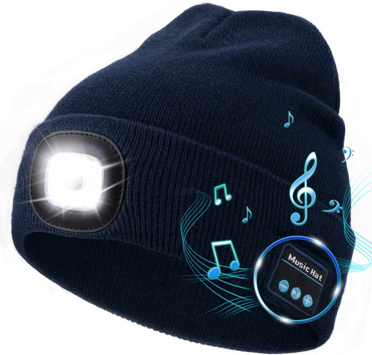 Morttic Unisex Bluetooth Beanie with Headlight,Upgraded Musical Knitted ...