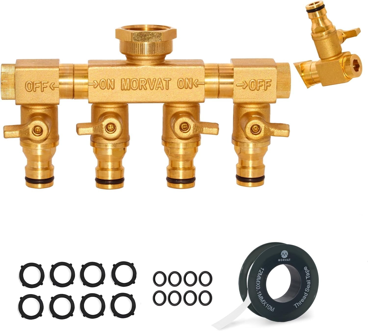 Morvat Brass 4-Way Twist Quick Connect Hose Splitter with Mount Kit ...