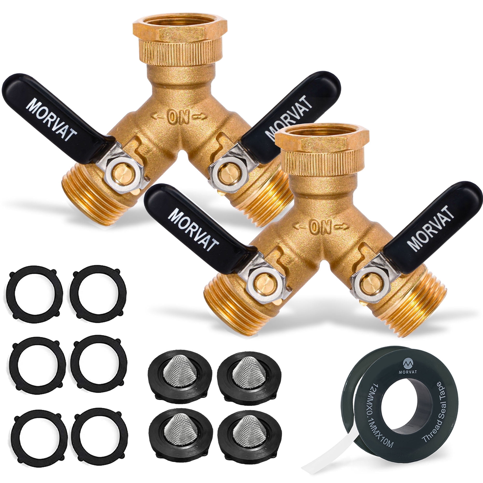 Morvat Brass Garden Hose Splitter, Heavy-Duty 2-Way Hose Connector ...