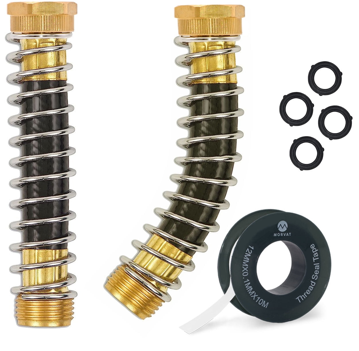 Morvat Brass Metal Spring Coiled Outdoor Garden Hose Kink Protector, 2 ...