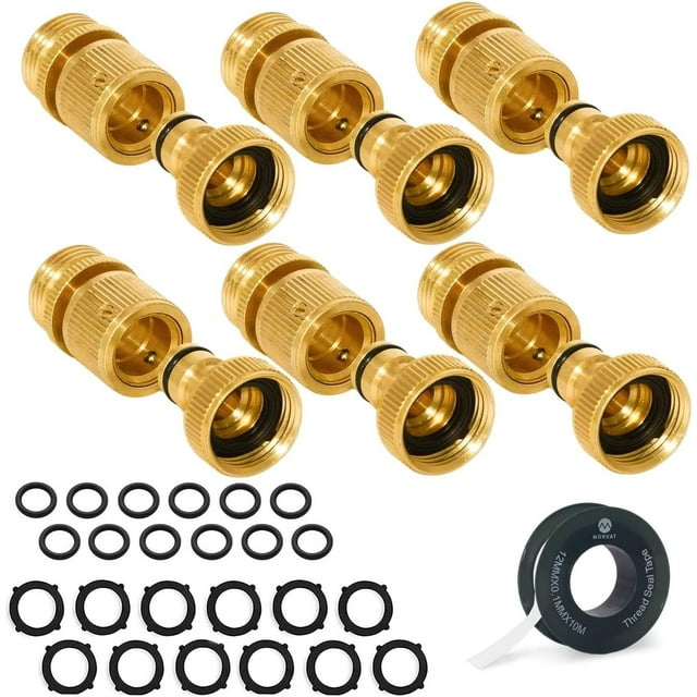 Morvat Brass Quick Connect Hose Fittings for Source Connections, 6 Pack ...