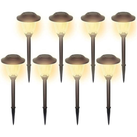 Morvat LED Stainless Steel Outdoor Pathway Solar Lights, Amber Light, 8 ...
