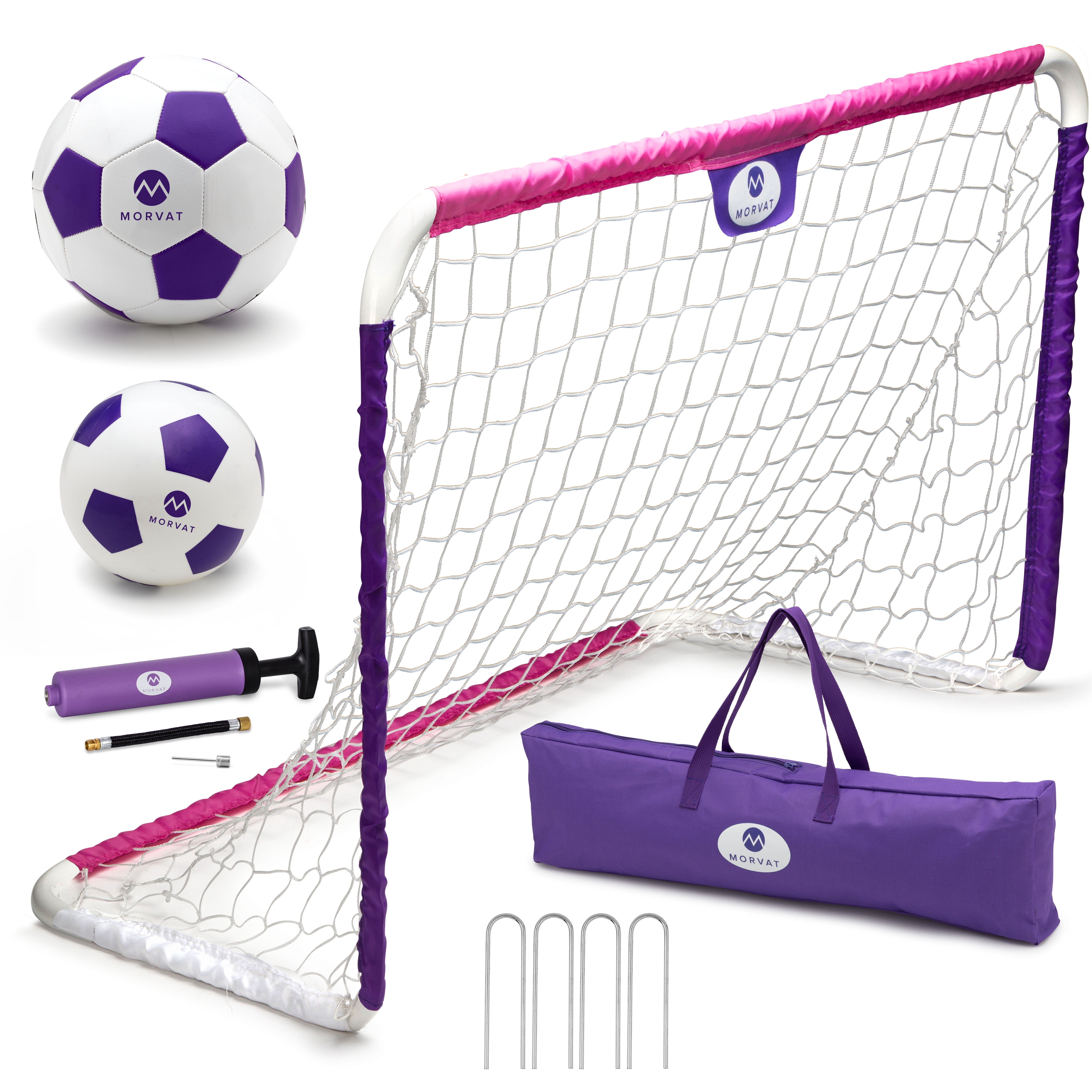 Morvat Pink & Purple Soccer Goal Net Set for Kids, Indoors & Outdoors ...