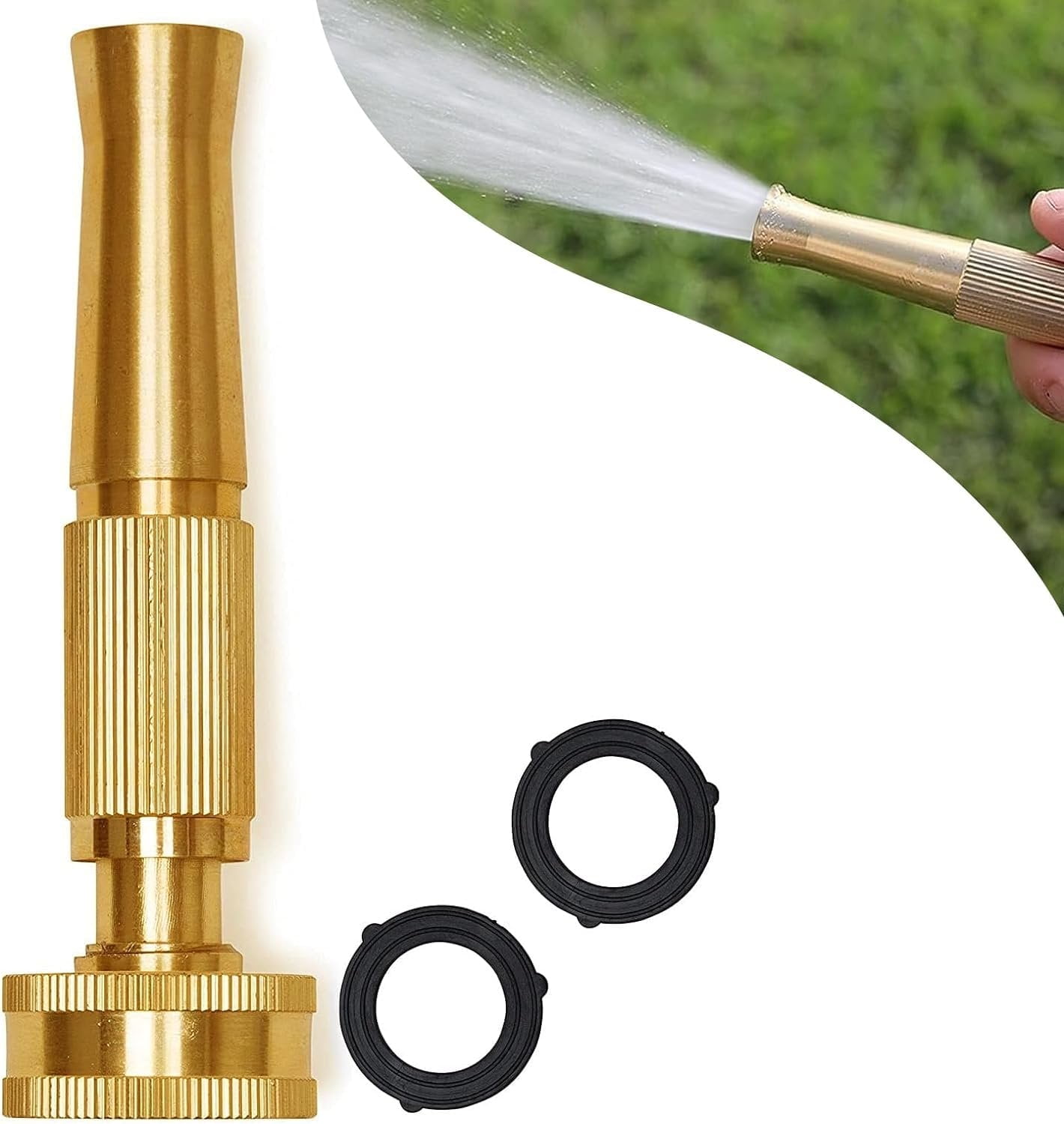Morvat Solid Brass Heavy Duty Outdoor Twist Spray Garden Hose Jet ...