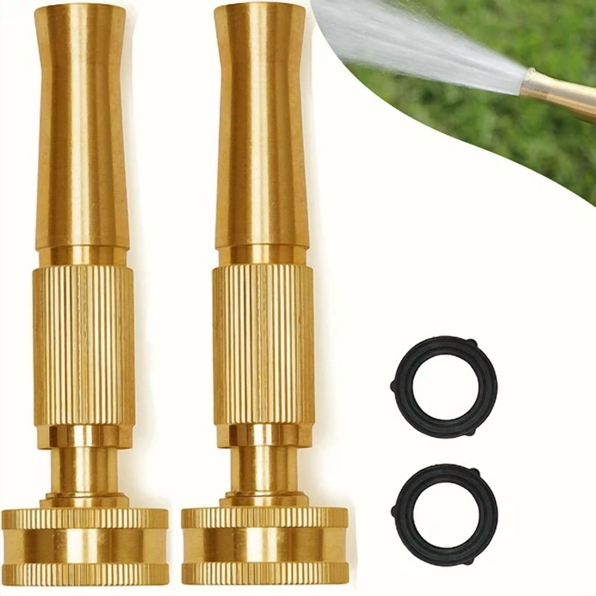 Morvat Solid Brass Heavy Duty Twist Garden Hose Jet Nozzle, 2 Pack ...
