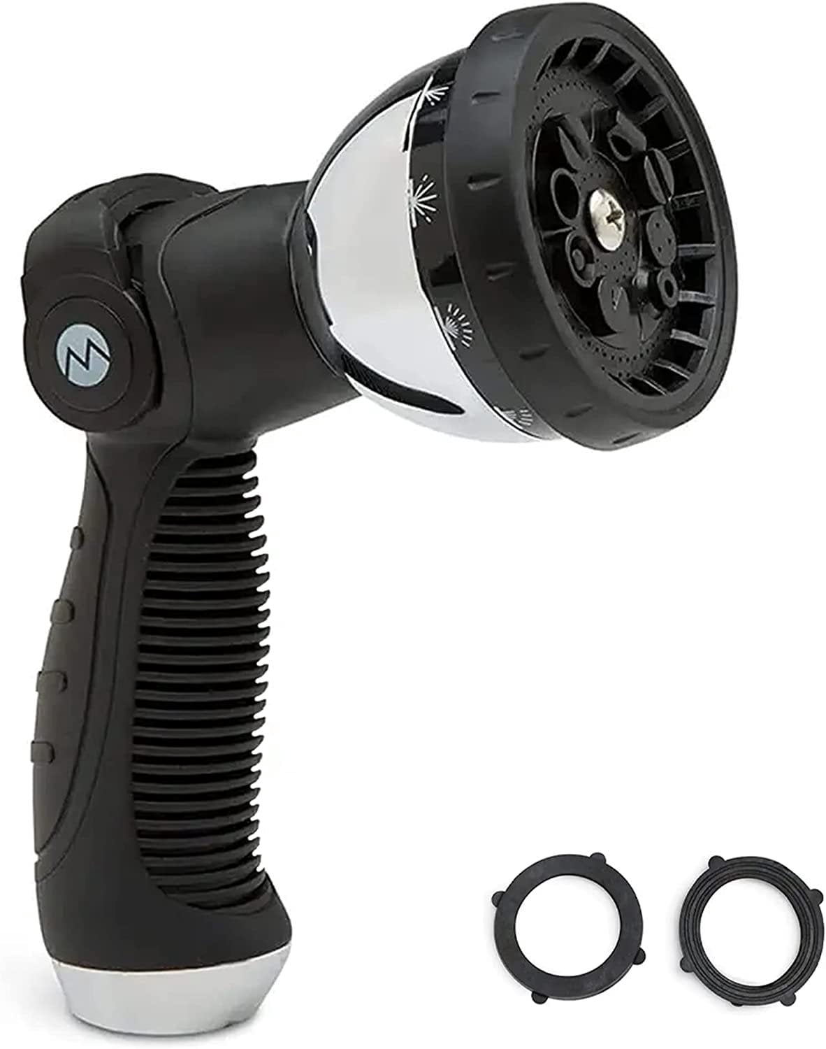 Morvat Water Metal & Rubber Hose Nozzle Sprayer with 10 Spray Patterns ...