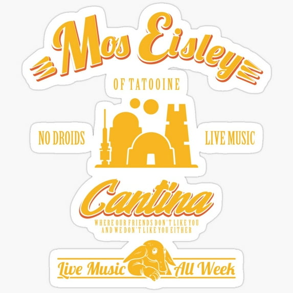 Mos Eisley Cantina Sticker Phone Decal Water Bottle Stickers Car Decals ...