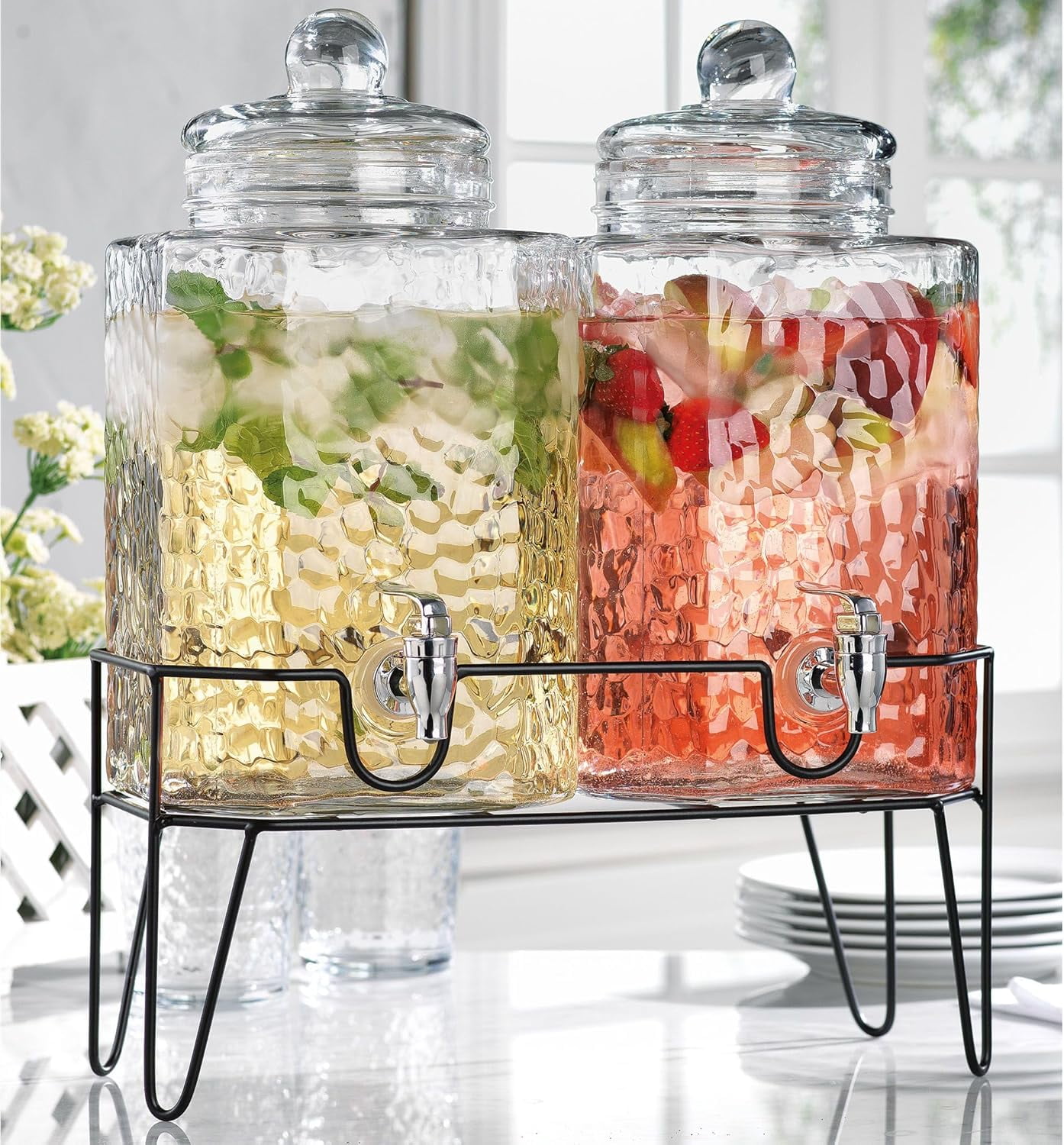 MosJos Drink Dispenser 1.5-Gallon - Set of 2 Beverage Dispenser with ...