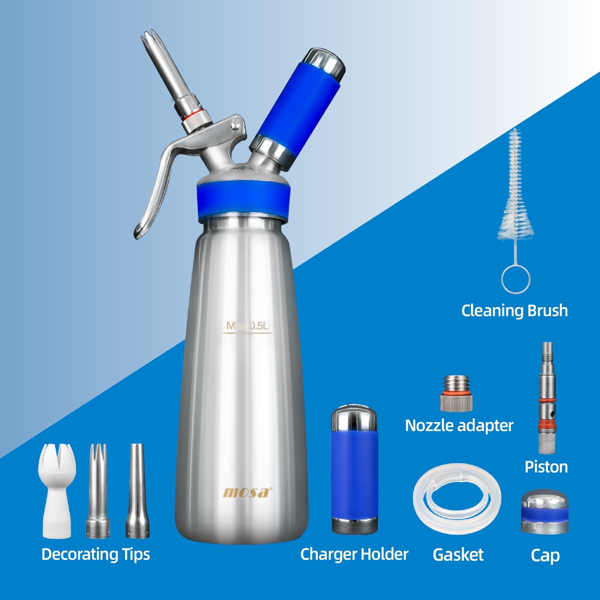 Mosa 500ml Stainless Steel Cream Whipper, Professional-Grade, Climate ...