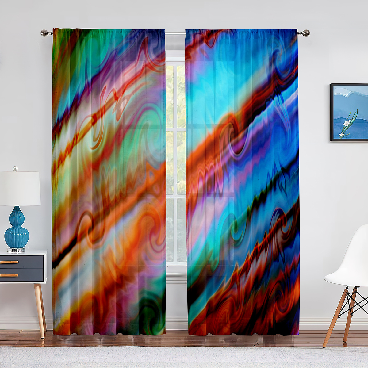 Mosaic Art Colored Sheer Curtains for Living Room Bedroom Kitchen r ...