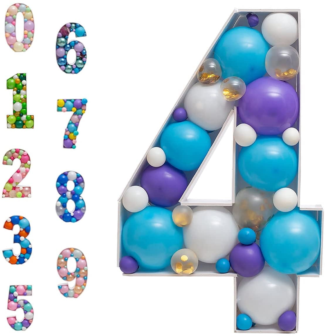 Mosaic Balloon Numbers Frame Marquee Light Up Number 4 Pre-Cut Large ...