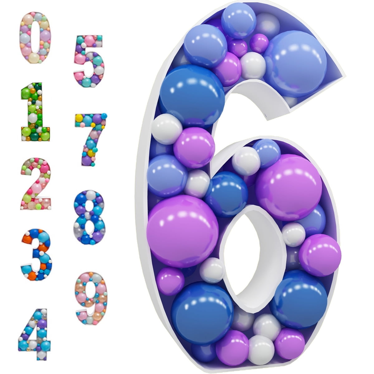Mosaic Balloons Number Frame Marquee Light Up Numbers 6 Pre-Cut Large ...