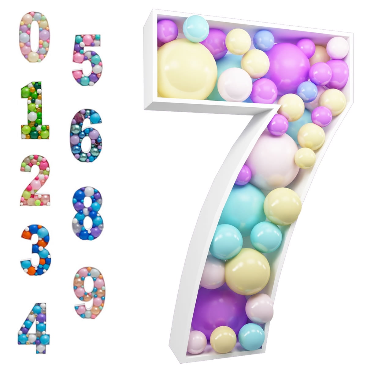 Mosaic Balloons Number Frame Marquee Light Up Numbers 7 Pre-Cut Large ...