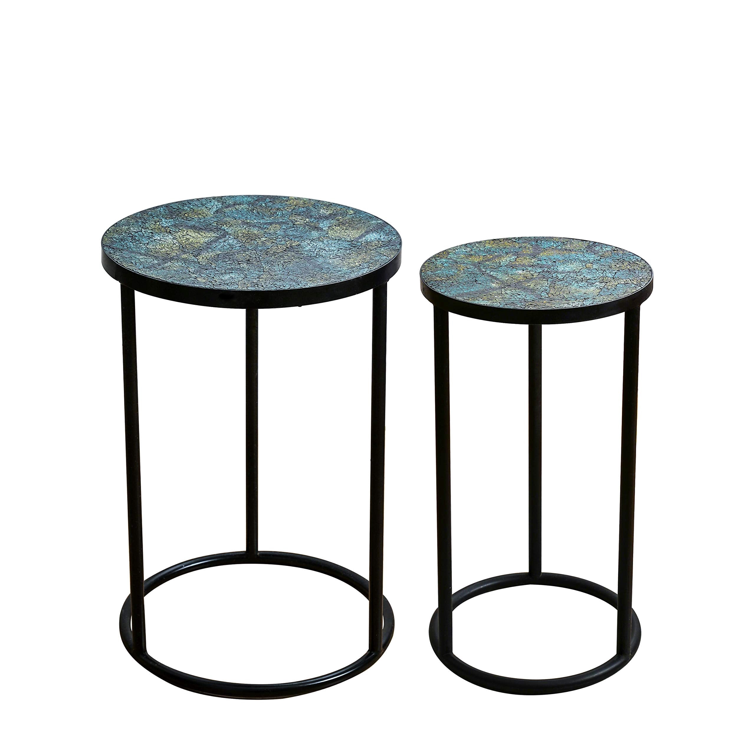 Mosaic Black Metal Round Side Table - Plant Stand - Bistro Table ...